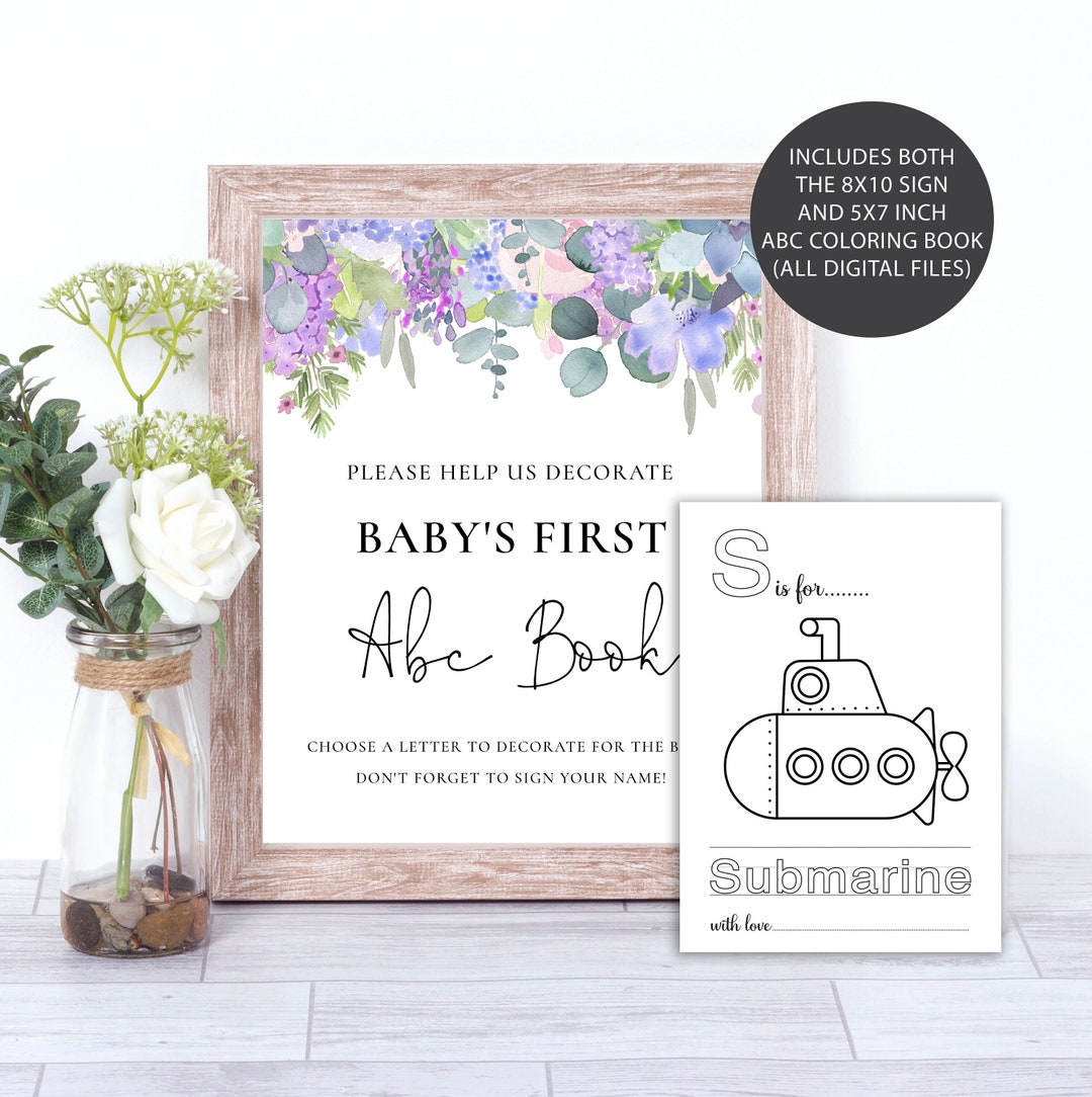 ABC Book Baby Shower, Alphabet Book Baby Shower, ABC Coloring Book ...