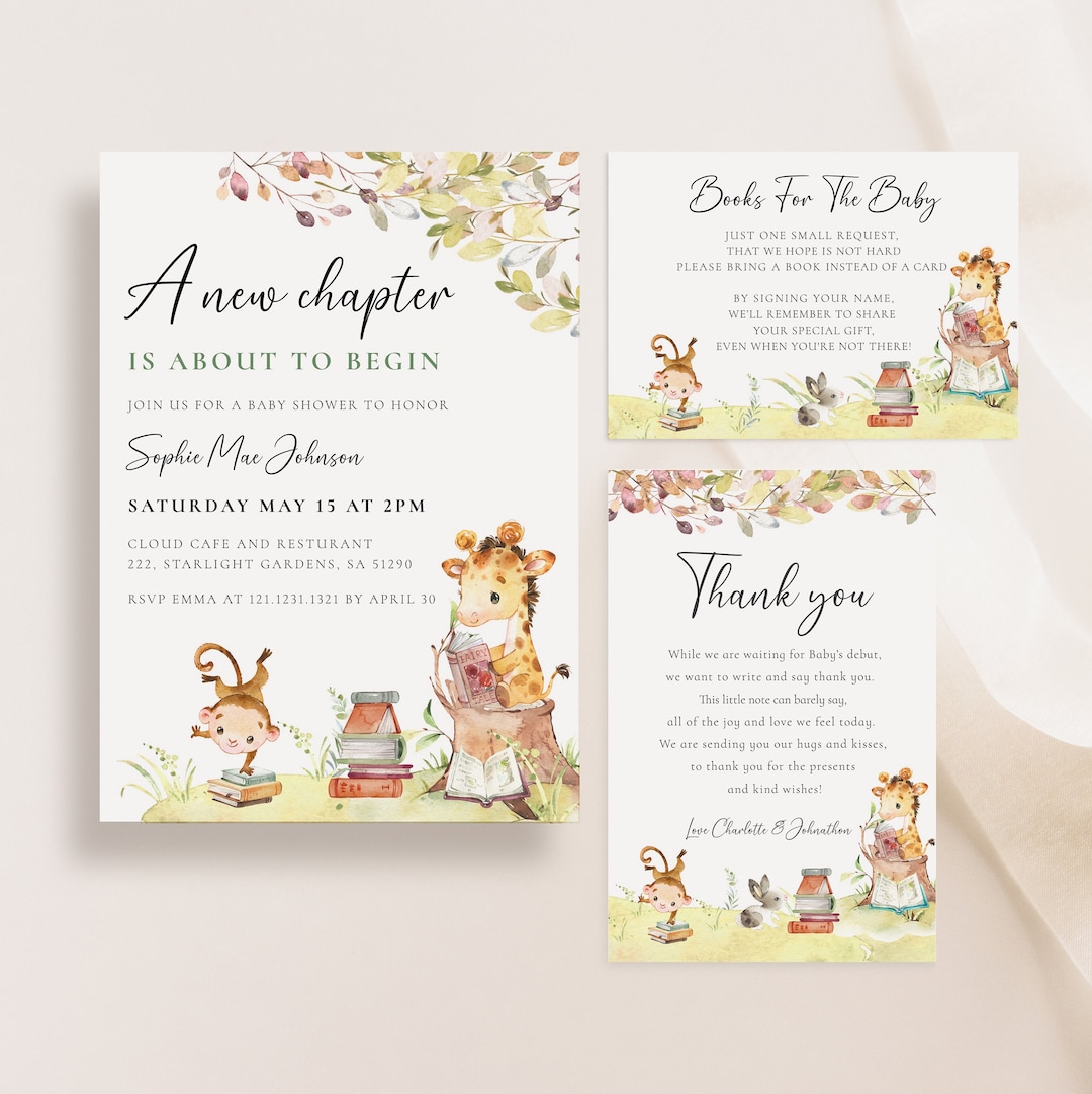 Storybook Invite Bundle, A New Chapter Books for Baby Card, Fairy Tale ...
