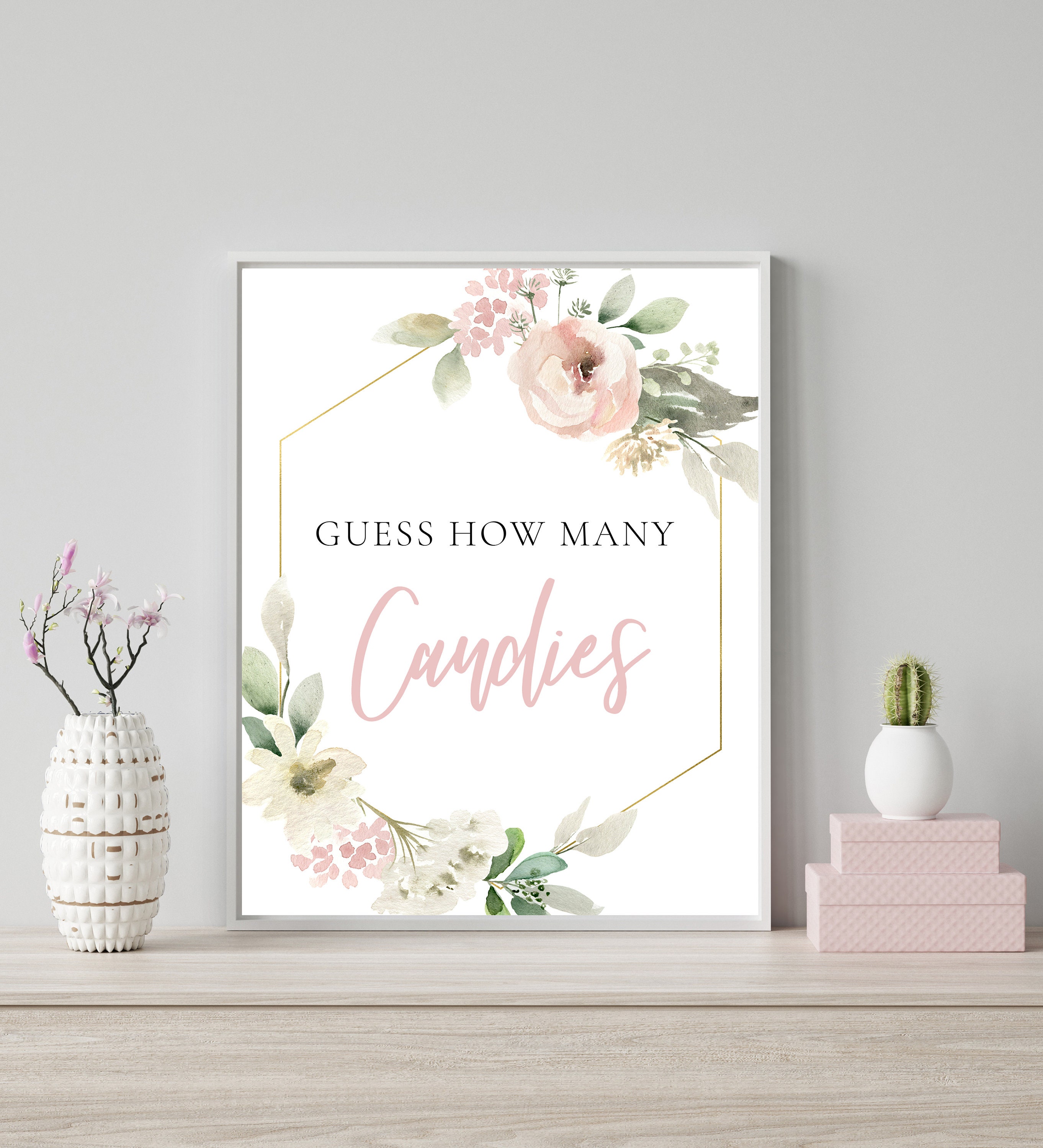 Dusty Pink Guess How Many Candies Game Baby Shower Game - Etsy