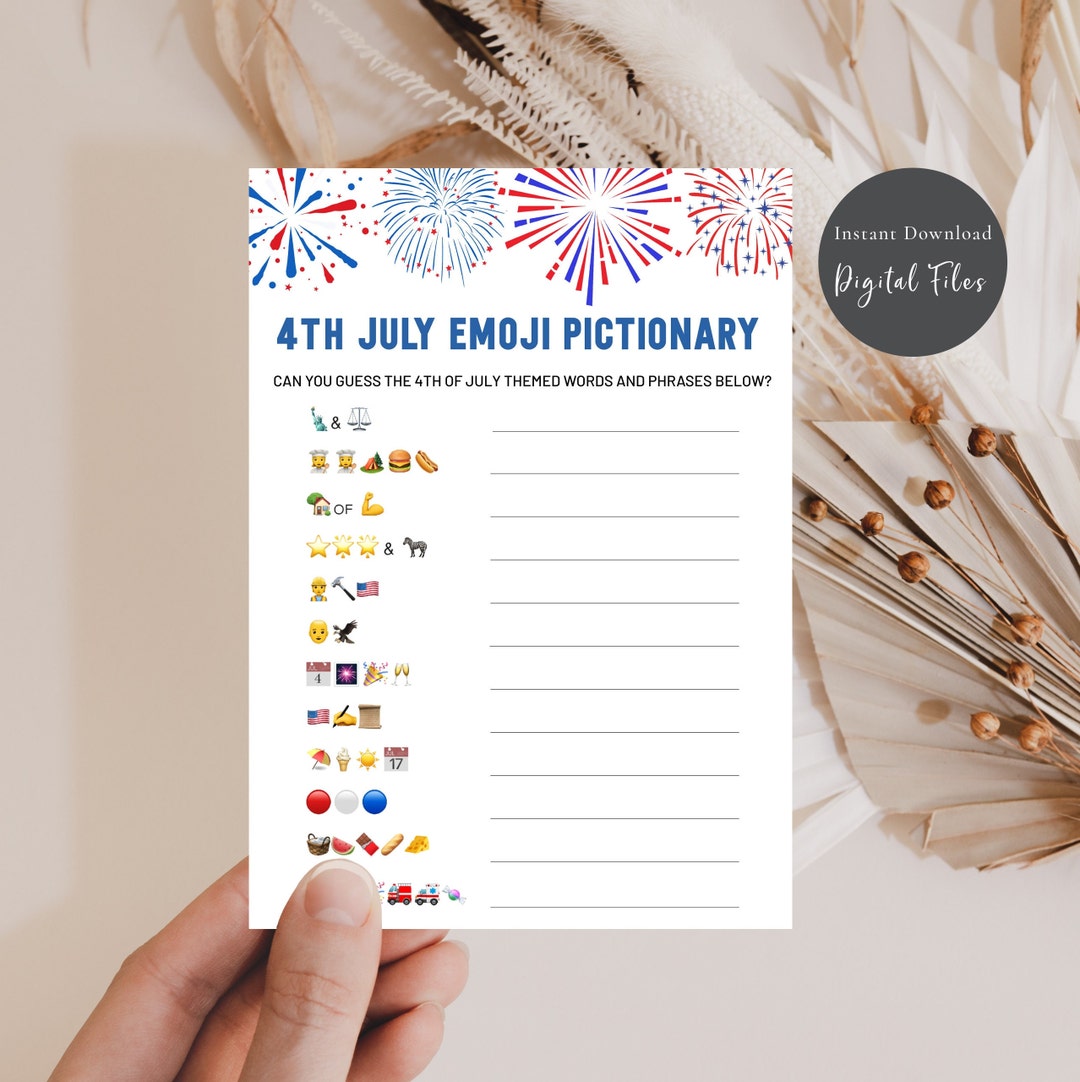 Emoji Pictionary 4th July, Patriotic Emoji Game, Fourth July Emoji ...