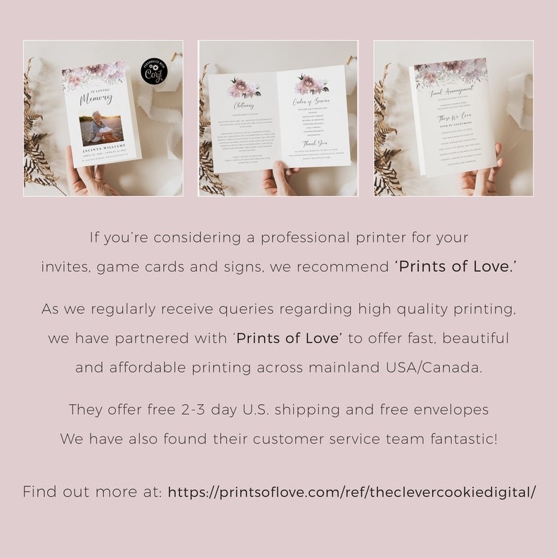 Editable Funeral Program Template, Simple Funeral Program, Lilac ...