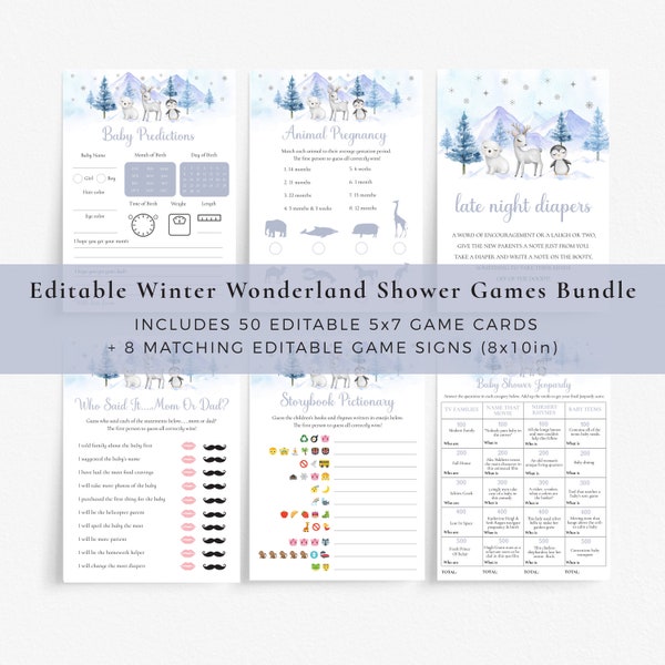 Winter Wonderland Baby Shower Games - Etsy