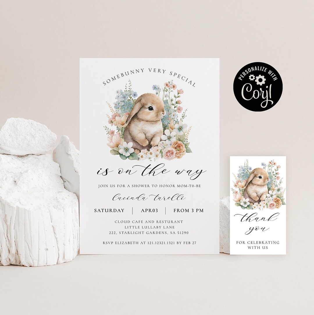 Editable Somebunny Special Invite, Bunny Baby Shower Invitation, Easter ...