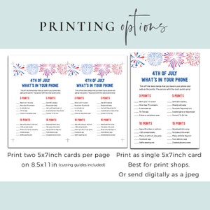 4th of July What's in Your Phone Game, Fourth July Phone Game ...