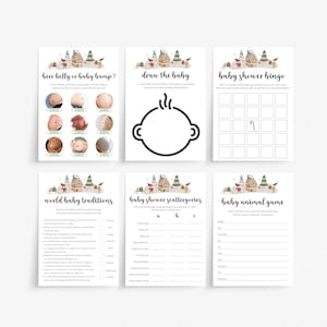 Editable Christmas Baby Shower Games Pack, Merry Little Baby Games ...
