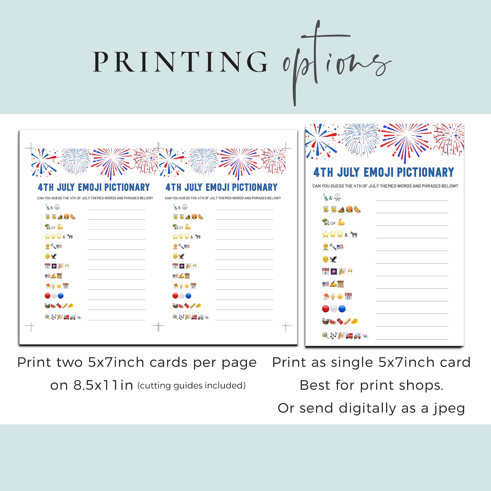 Emoji Pictionary 4th July Patriotic Emoji Game Fourth July - Etsy