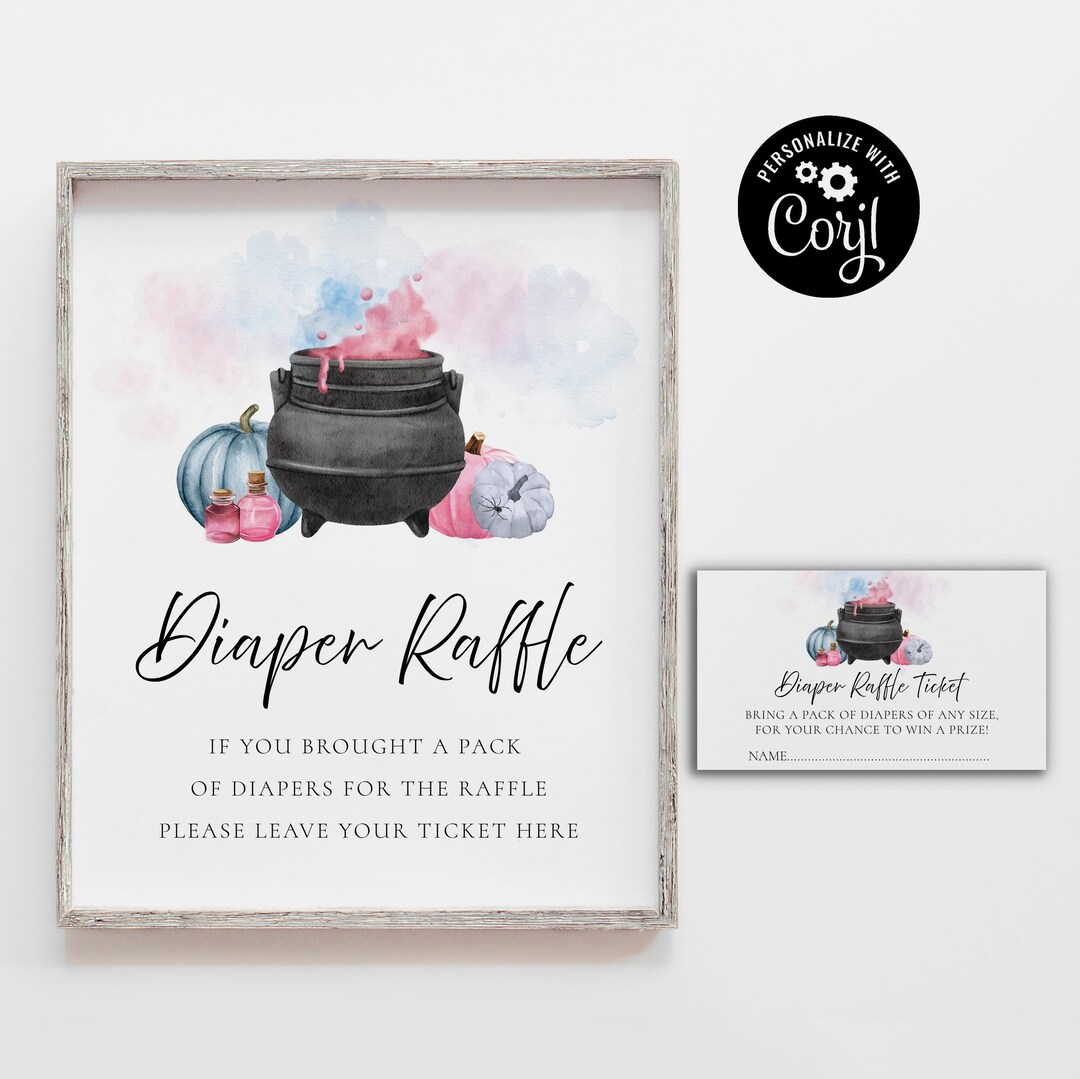 Editable A Baby is Brewing Diaper Raffle Set, Gender Reveal Diaper ...