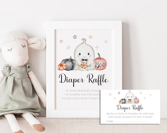 EDITABLE Halloween Diaper Raffle Sign Little Boo Diaper | Etsy