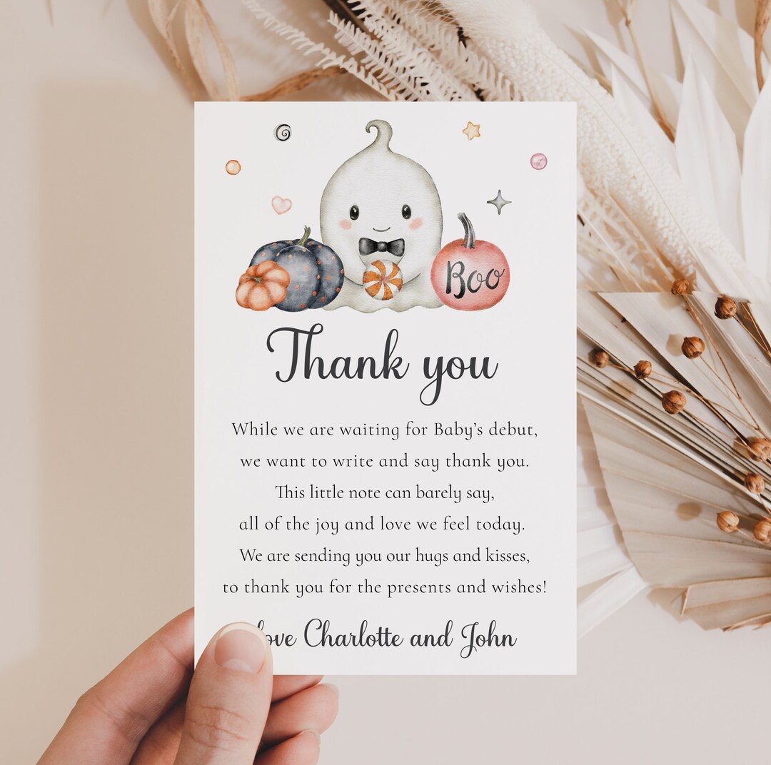 EDITABLE Halloween Thank You Note, Boys Baby Shower Thank You Card ...