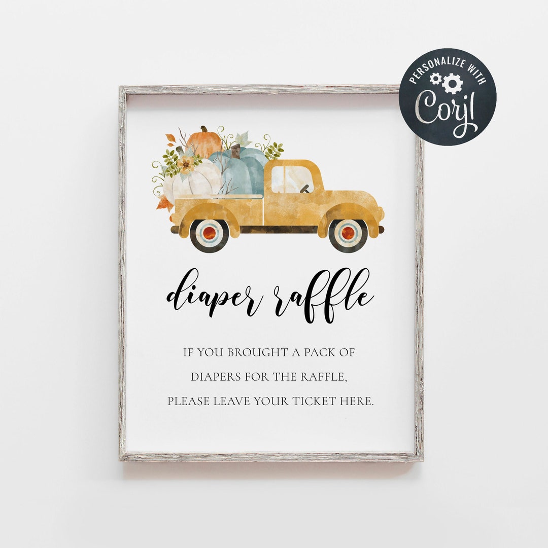 Fall Pumpkin Truck Diaper Raffle, Harvest Truck Diaper Raffle Sign ...