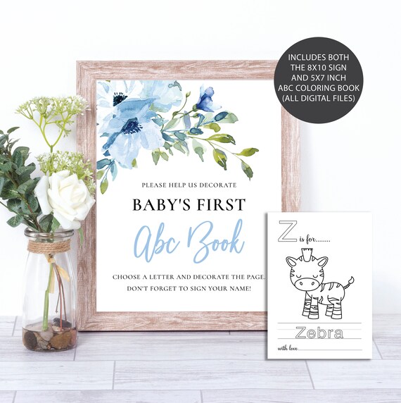 ABC Book Baby Shower Alphabet Book Baby Shower ABC Coloring | Etsy