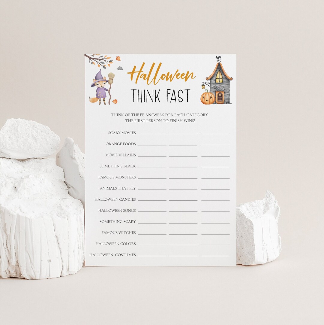 Halloween Think Fast Game, Halloween Scattergories Game, Halloween ...