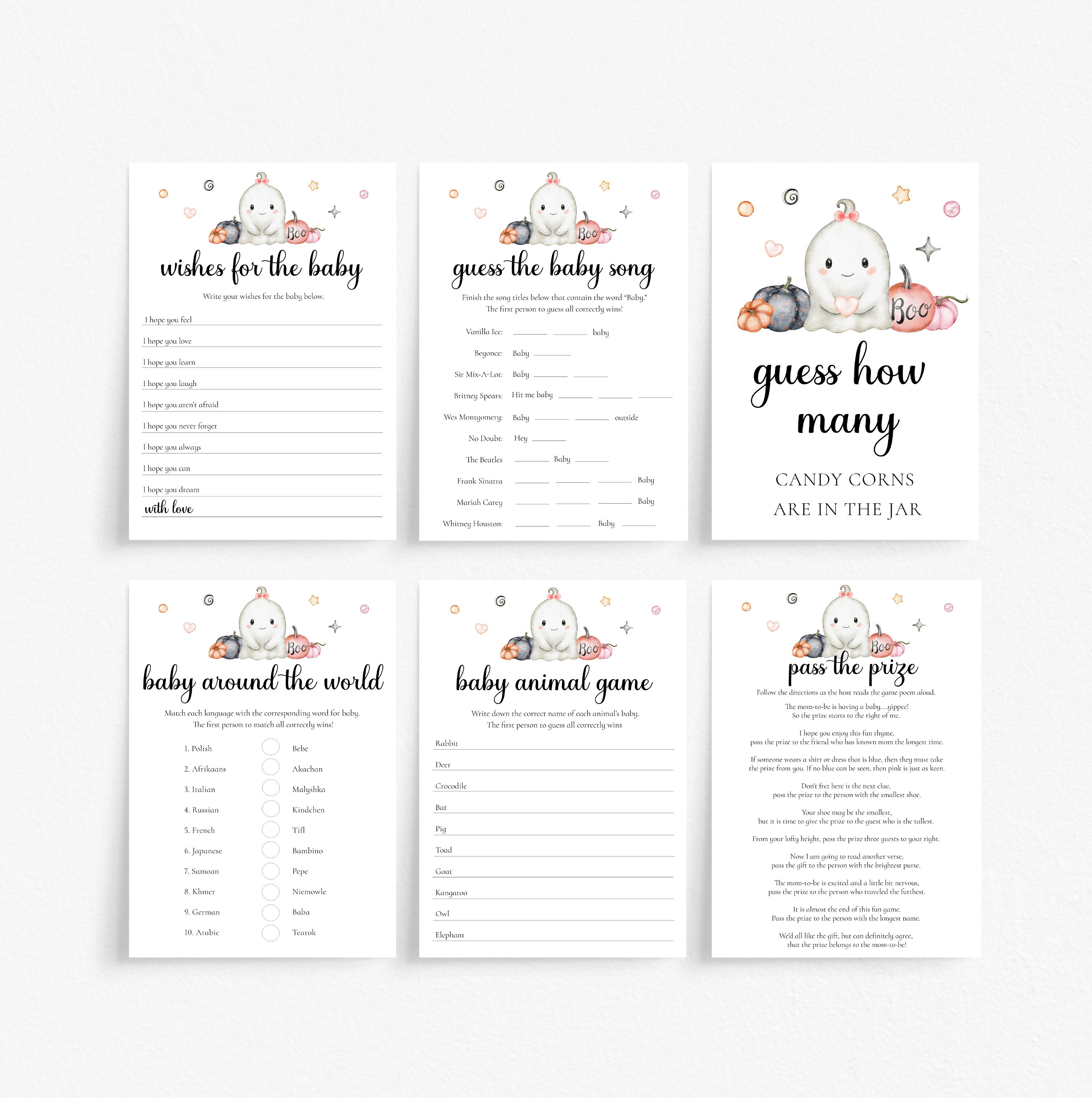 Editable Girl's Little Boo Shower Games Halloween Baby | Etsy