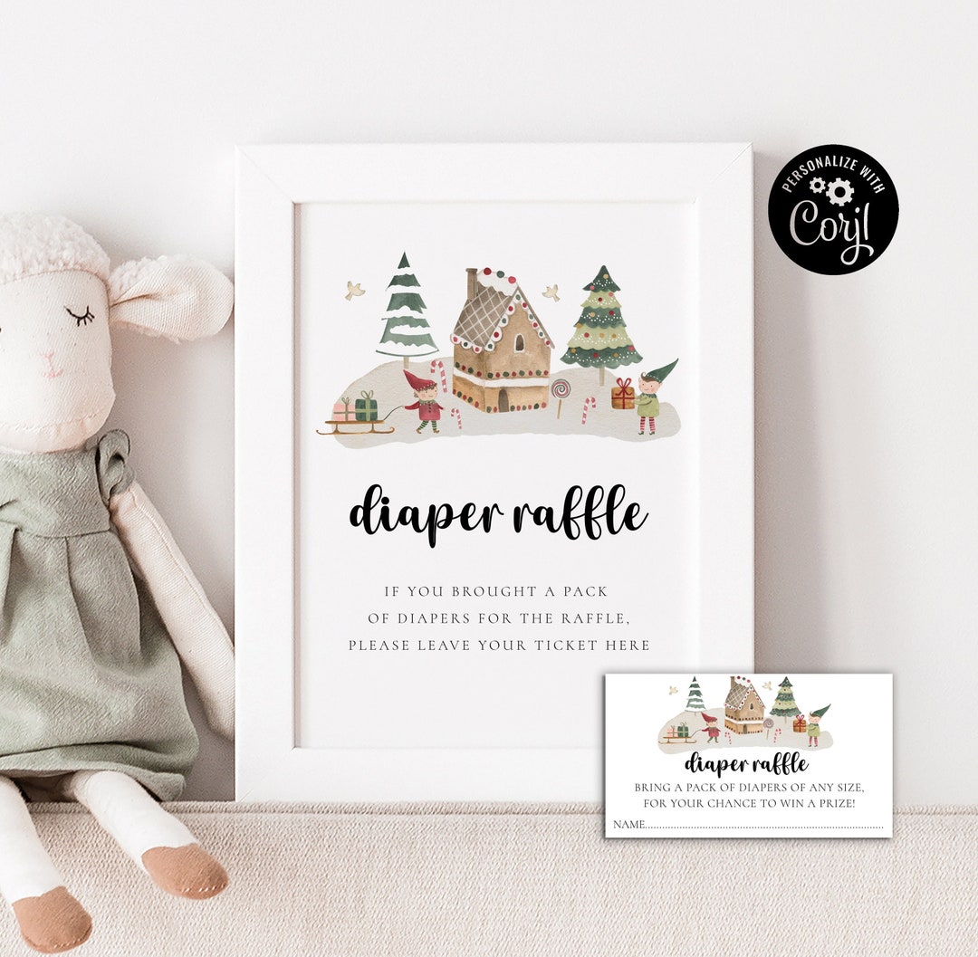 Editable Christmas Diaper Raffle Set, Winter Wonderland Diaper Raffle ...