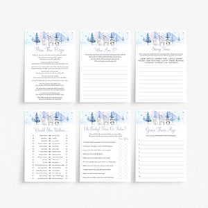 Editable Winter Wonderland Games Bundle, Baby Shower Games Pack ...