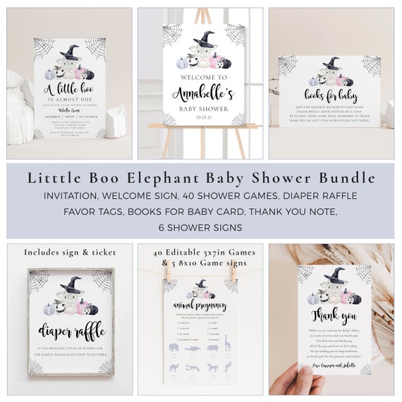 Editable Little Girl Boo Baby Shower Bundle Halloween Baby - Etsy