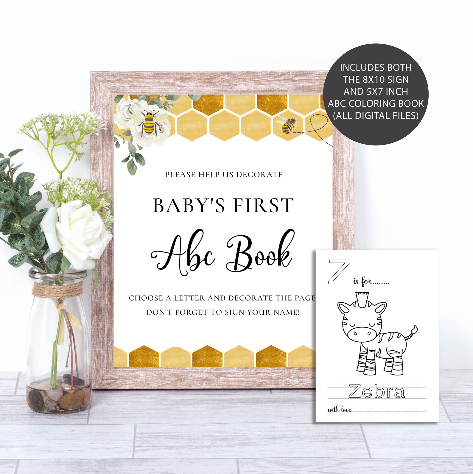 ABC Book Baby Shower Alphabet Book Baby Shower ABC Coloring | Etsy