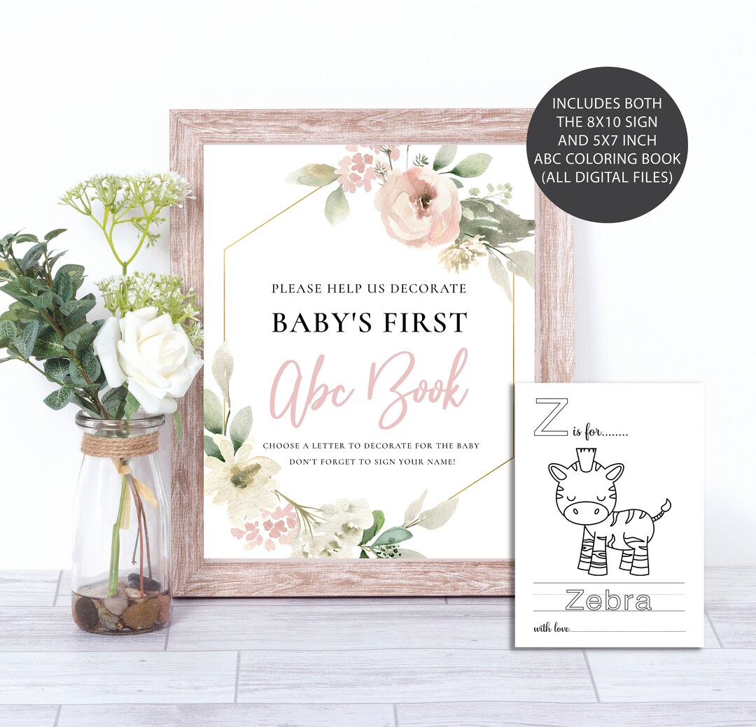 ABC Book Baby Shower, Alphabet Book Baby Shower, ABC Coloring Book ...
