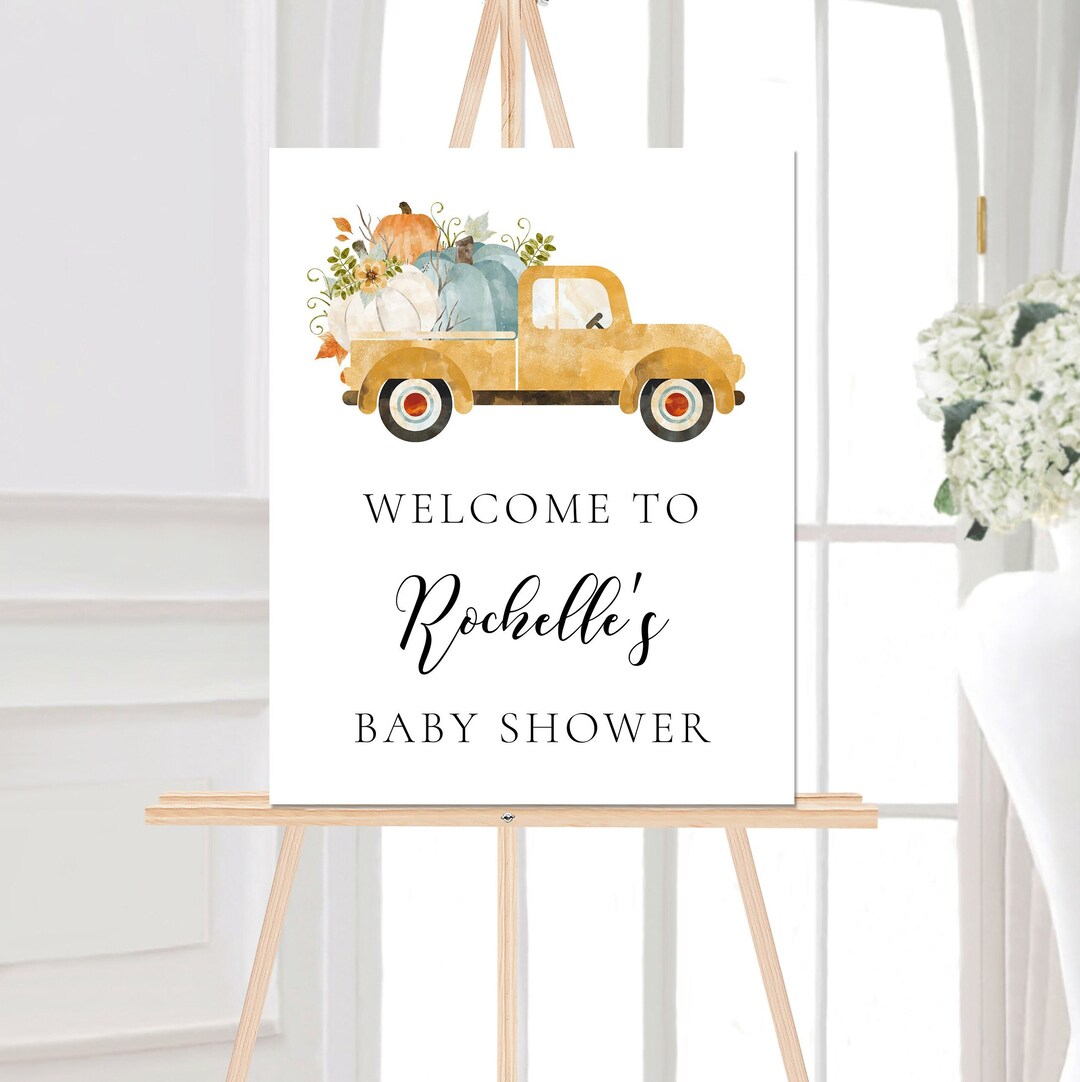 Fall Baby Shower Welcome Sign, Harvest Truck Baby Shower Welcome ...