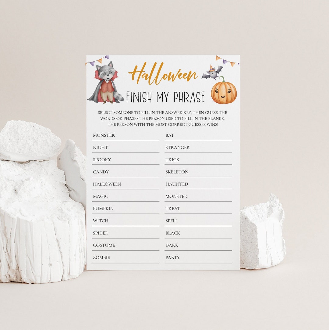 Halloween Finish My Phrase, Halloween Finish the Phrase Game, Printable ...