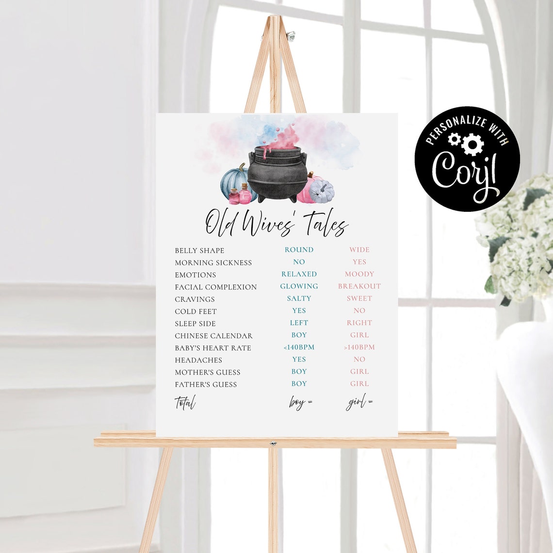 Editable Old Wives Tales Sign for Gender Reveal A Baby is - Etsy