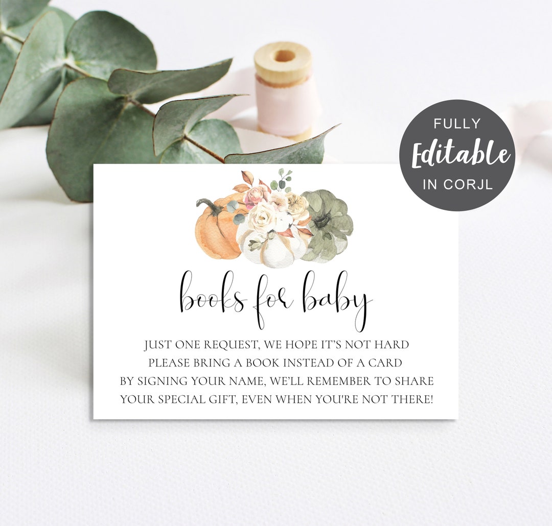 Editable Little Pumpkin Books for Baby Card, Fall Book Instead of Card ...