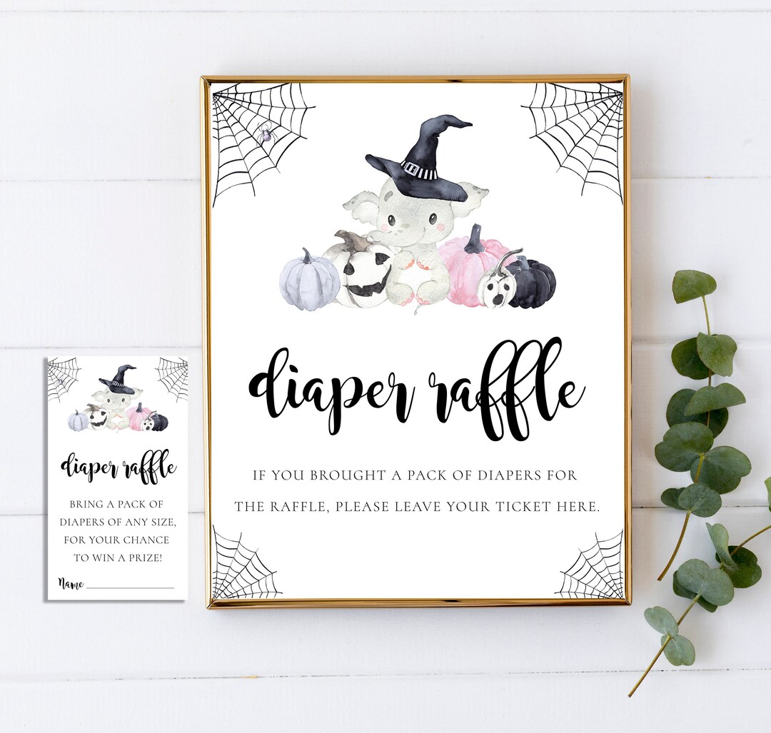 EDITABLE Halloween Diaper Raffle Sign, Little Boo Diaper Raffle Ticket ...