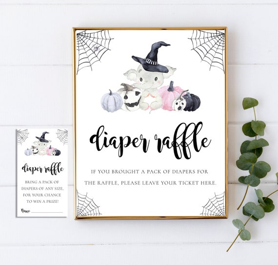EDITABLE Halloween Diaper Raffle Sign Little Boo Diaper | Etsy