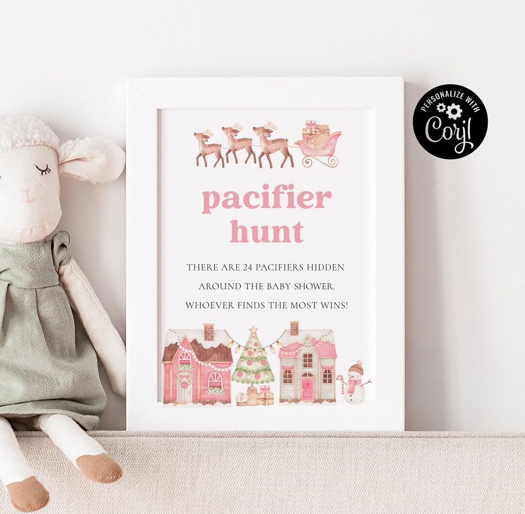 Editable Pacifier Hunt Game, Merry Little Baby Shower, Find the ...