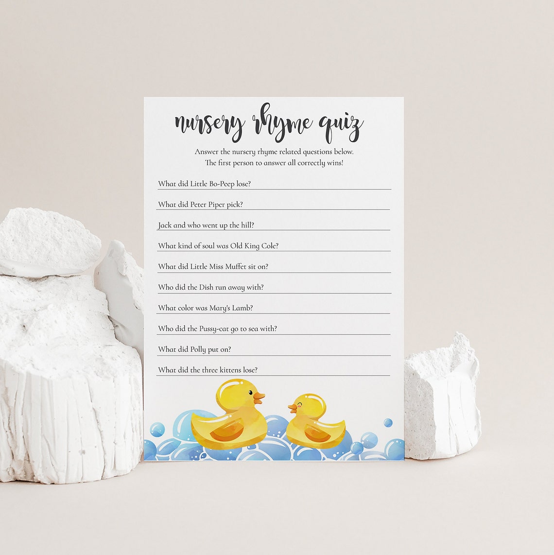 Nursery Rhyme Quiz Nursery Rhyme Guessing Game Rubber Duck - Etsy