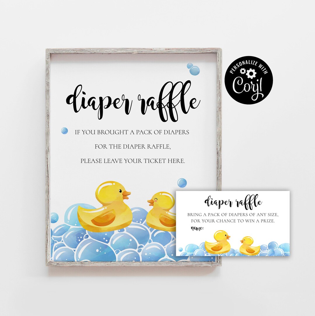 Editable Rubber Ducky Diaper Raffle Set, Rubber Duckie Diaper Raffle ...