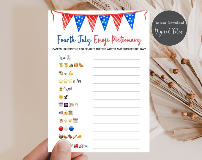July 4th Game, Emoji Pictionary, Party Game, Emoji Game, for Adults ...