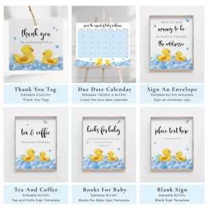 Editable Rubber Duck Baby Shower Bundle, Rubber Ducky Baby Shower Pack ...