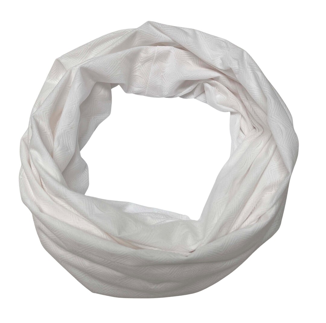 Landhuis Handmade Loop Scarf Plain White Diamond Pattern Cotton ...