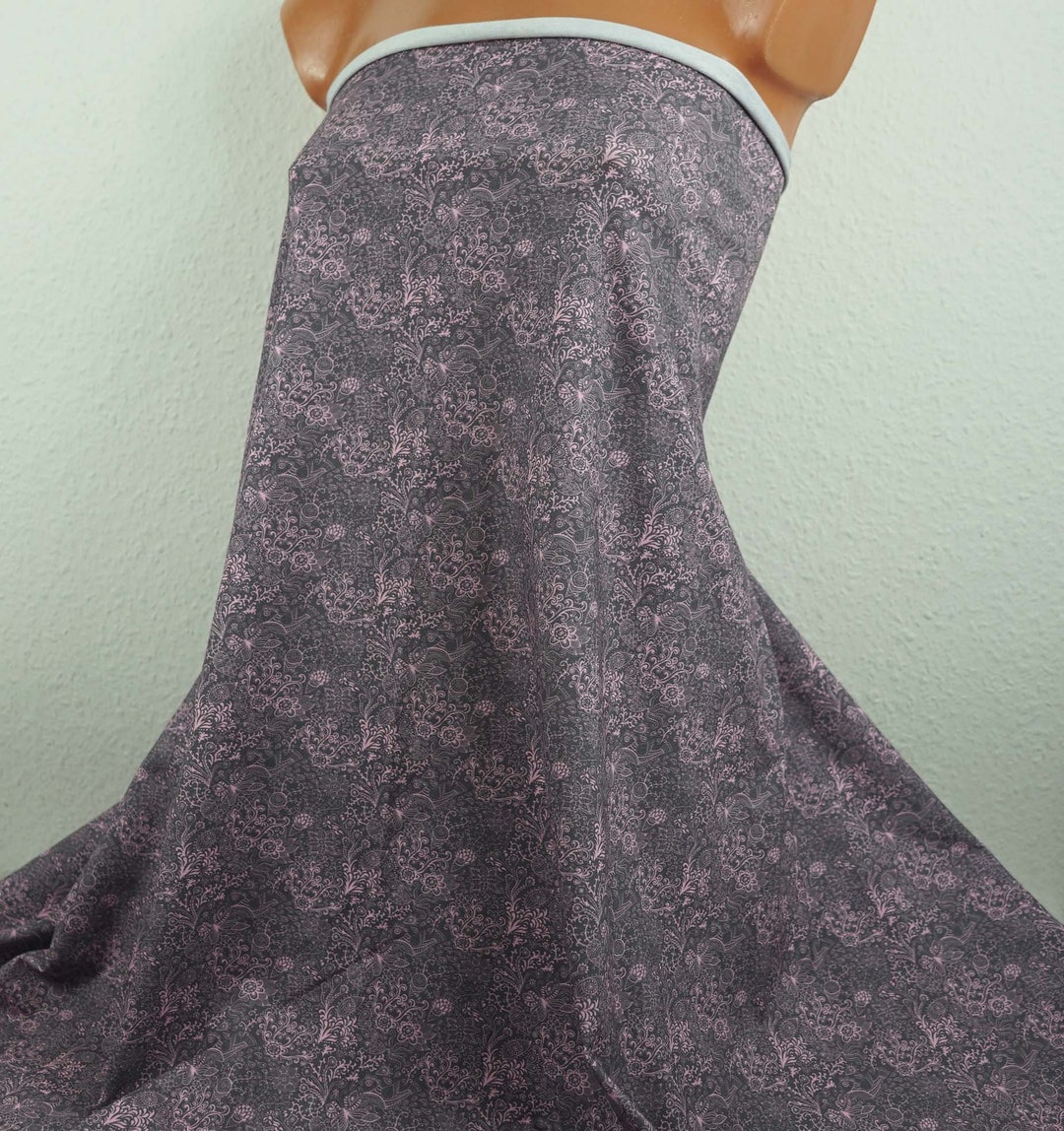 Landhuis handmade – Stoff Meterware – Baumwoll Jersey florales Muster ...