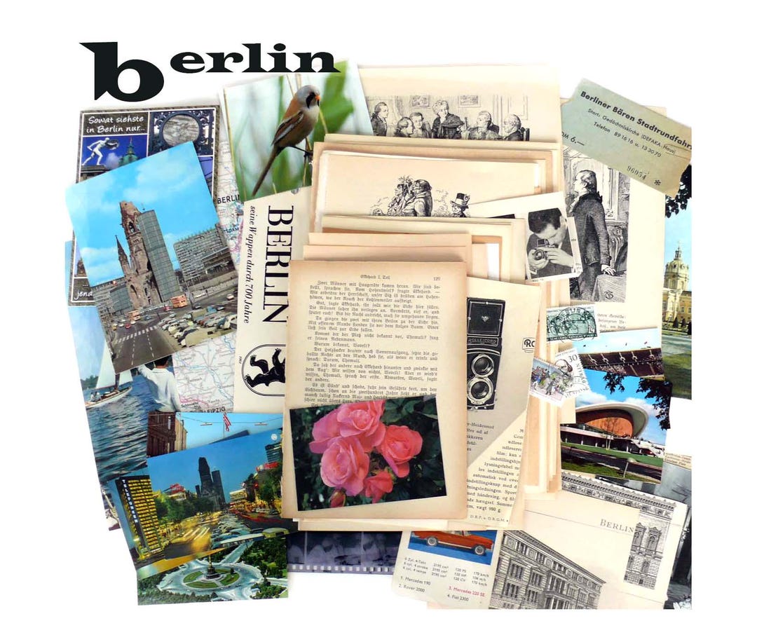 BERLIN Vintage Ephemera Rarities 75 Pieces Book Pages City Maps ...