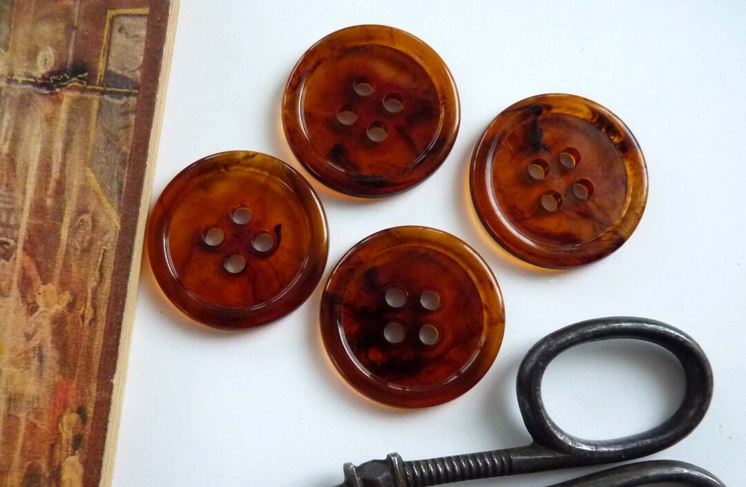 BAKELITE Buttons 4x REAL Bakelite an Early Plastic All-round Buttons ...