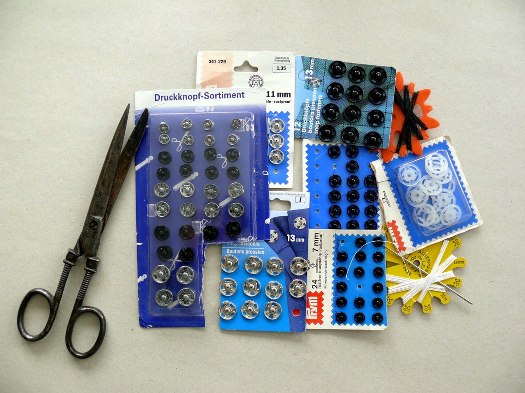 Blackwhite 100 VINTAGE Snap Fasteners Approx. 7-13 Mm Tailoring ...