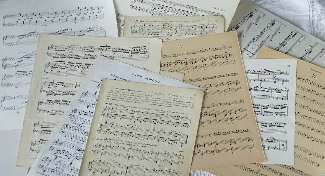 10 Vintage Sheet Music Antique Music Sheets Book Pages Scrapbook Paper ...