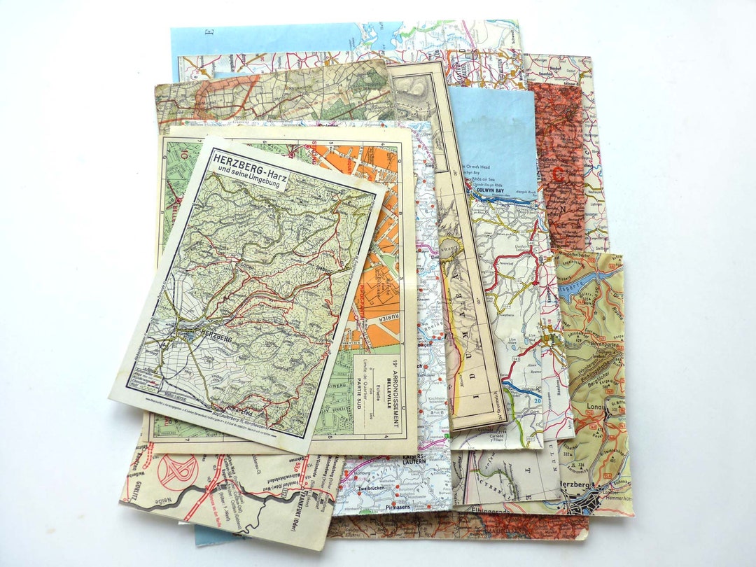 Buy 13 Pieces ATLAS Pages Maps City Maps Vintage Paper From Old Maps ...