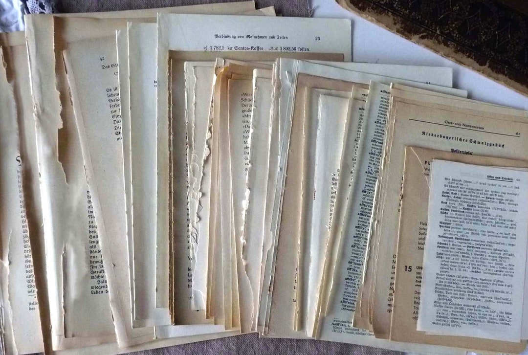 70 Old Book Pages Book Sheets Vintage EPHEMERA From 1885-1960s ...