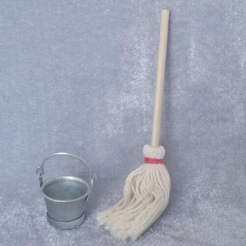 Miniature Mop Bucket Set Miniatures Cleaning Kit Dollhouse - Etsy