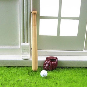 Miniature Baseball Set(3pcs) Miniature Sports Dollhouse Miniatures BJD ...