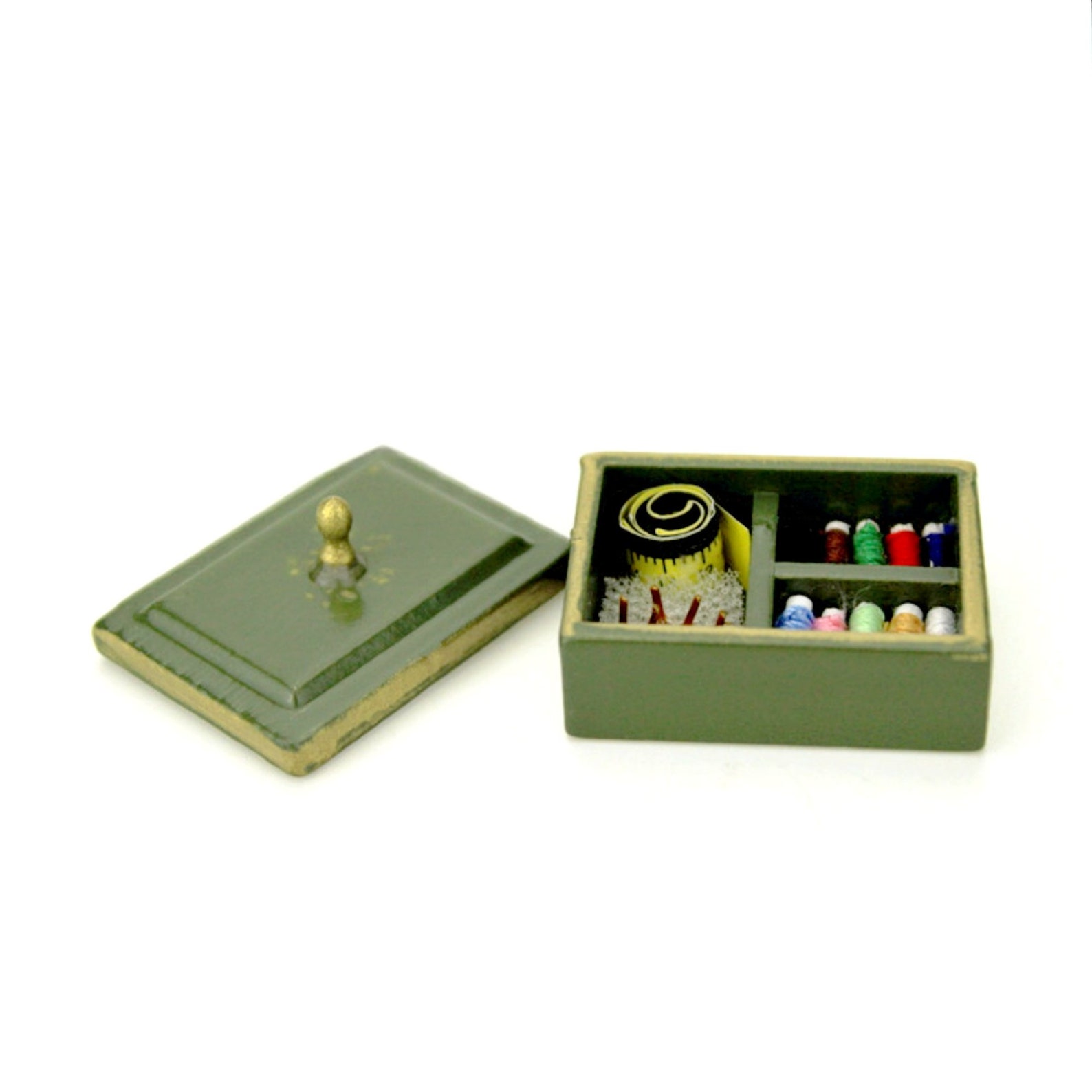 Miniature Sewing Box Miniatures Work Box Dollhouse Miniatures Doll ...