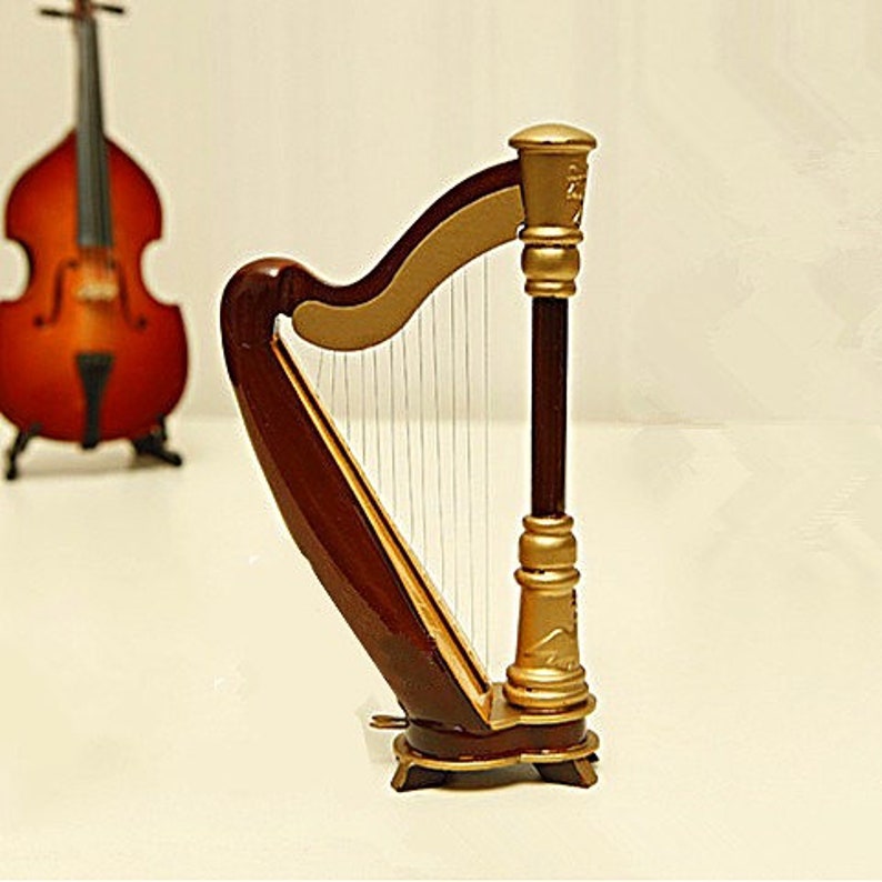 Miniature harp Musical instrument model Gift for her Dollhouse | Etsy
