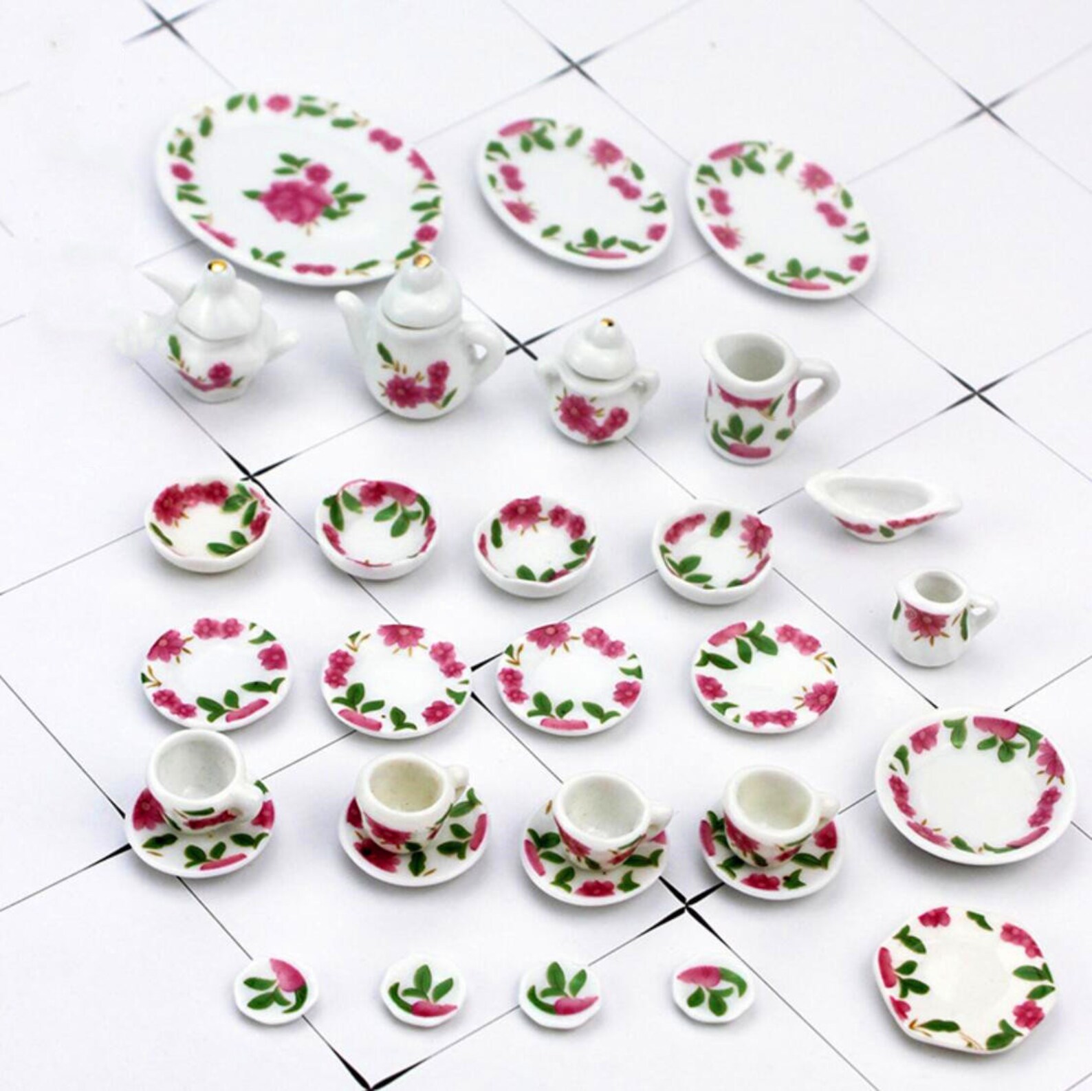 Miniature Plate Saucer Cup Set Miniature Tableware Dish Set - Etsy