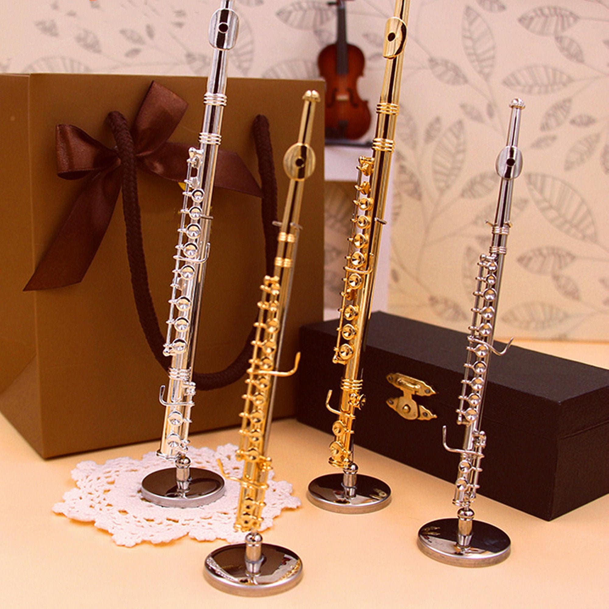 Miniature Flute Musical Instrument Model Brass Instrument | Etsy