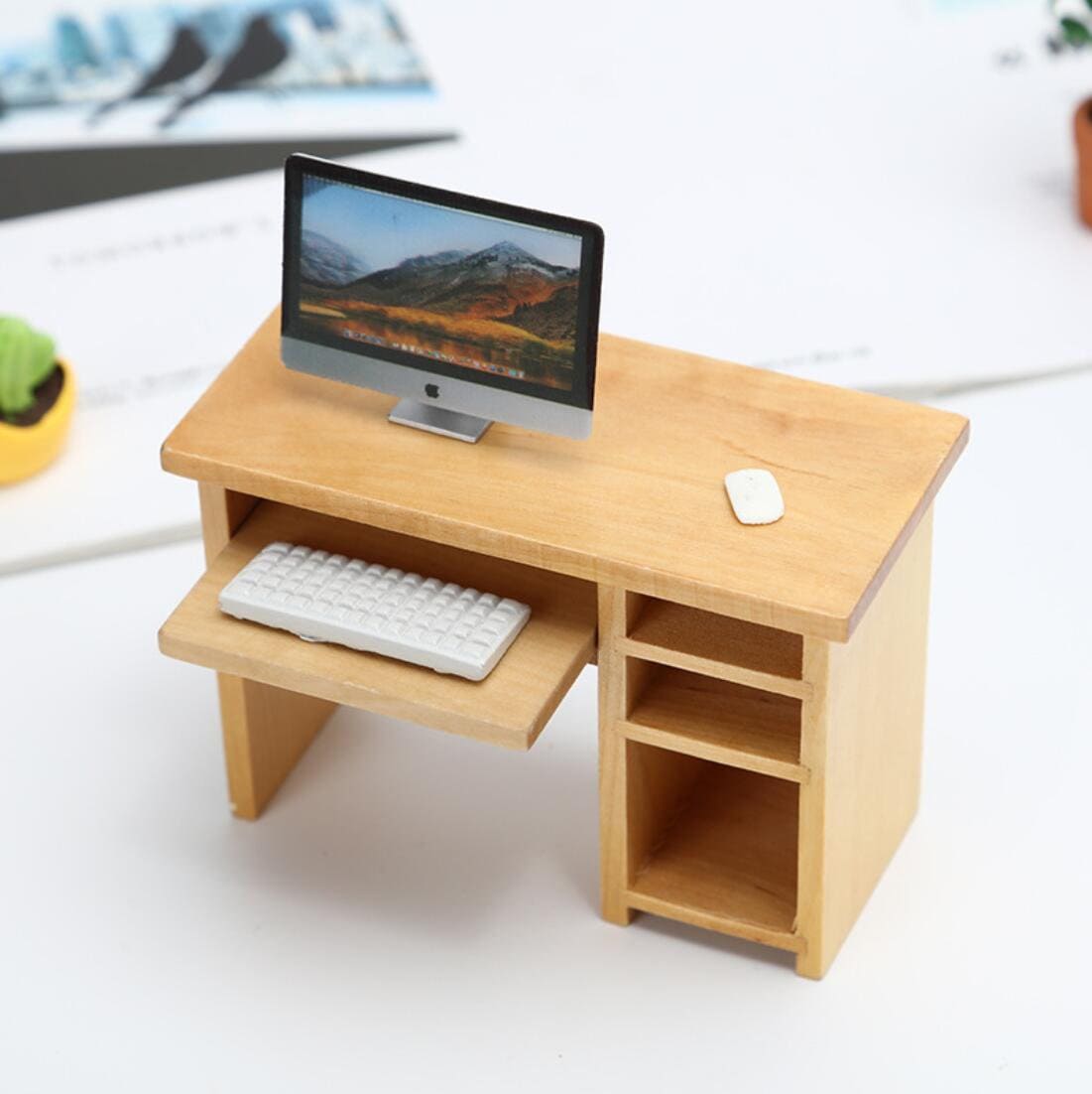 Miniature Computer Desk Miniature Furniture BJD Doll Decor Dollhouse ...
