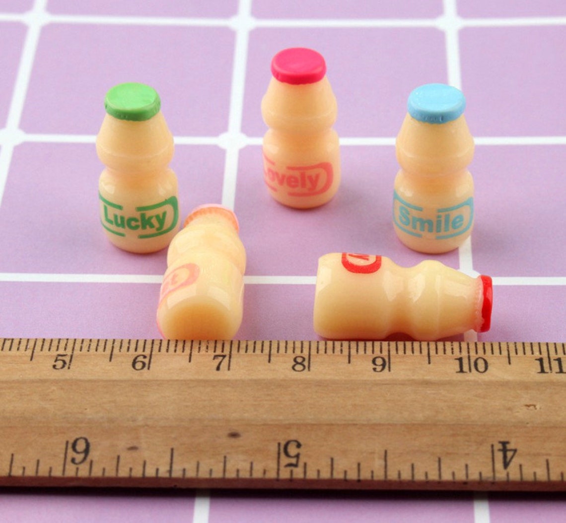 Miniature Yogurt Bottles(5pcs) Miniature Food Dollhouse Miniatures ...
