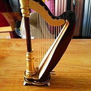 Miniature Harp Musical Instrument Model BJD Furniture Miniatures ...